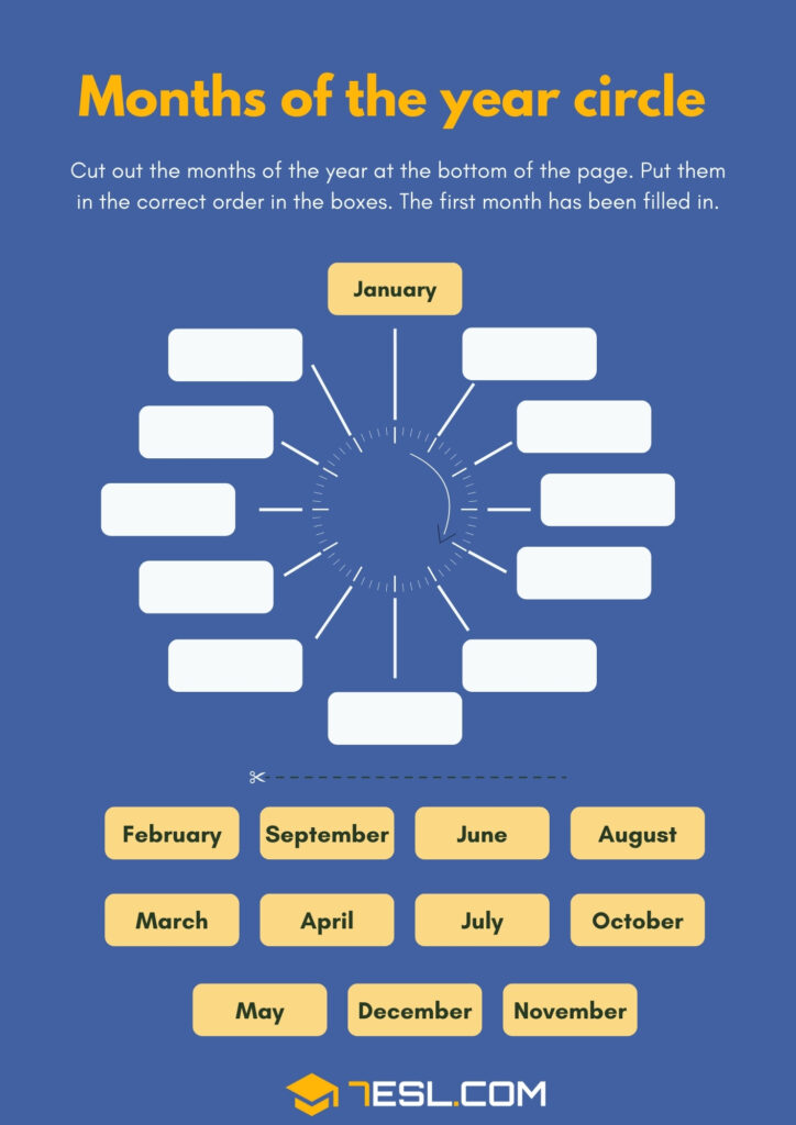 Free Months of the Year Worksheets for Kids (Printable PDF) • 7ESL